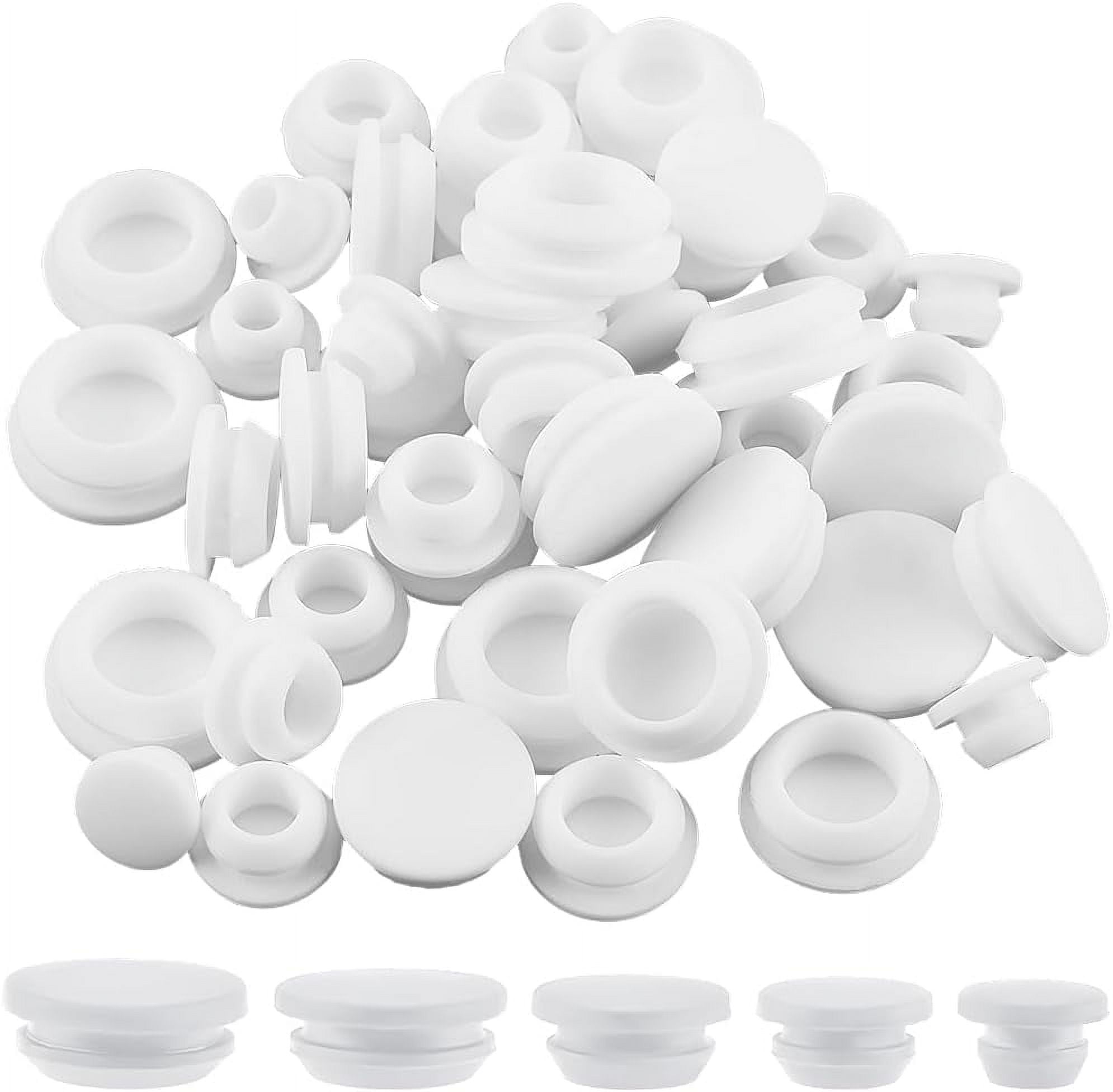 1 Set 50Pcs 5 Sizes Silicone Hole Plug White Rubber Tapered Round ...