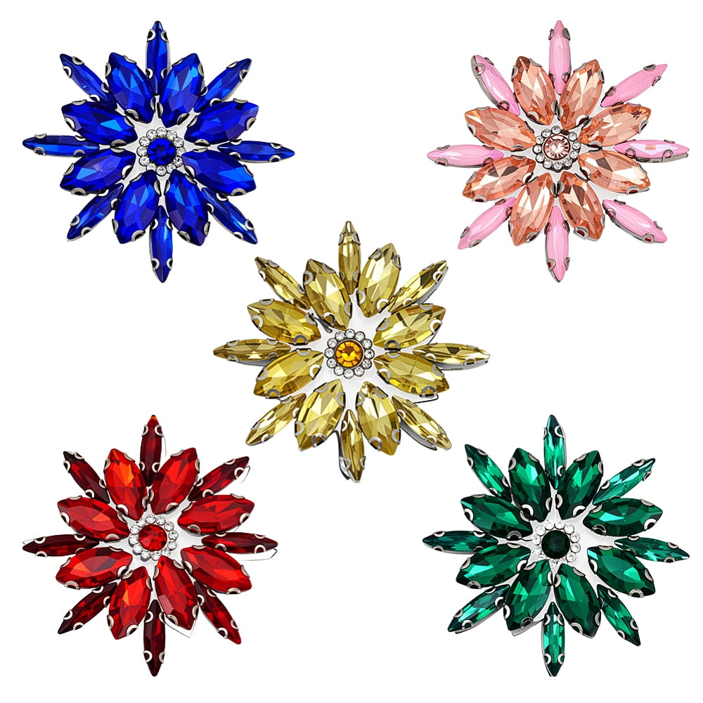 1 Set 5Pcs 5 Colors Glass Cabochons Flower Mixed Color 45x45x6.5mm 1pc ...