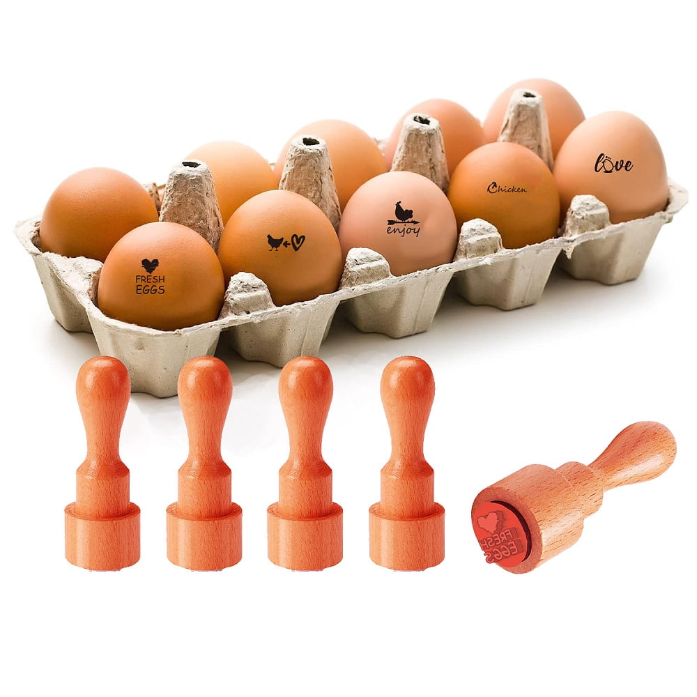 1 Set 5Pcs 5 Styles Plastic Rubber Stamps with Wood Handles DIY Egg ...