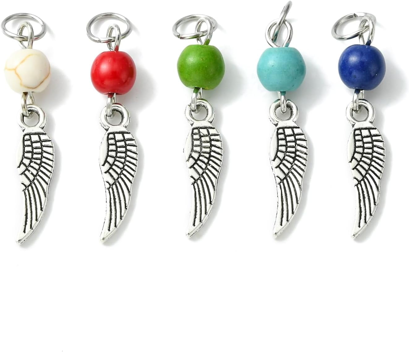 1 Set 5Pcs 5 Styles Turquoise Dyed Pendants Silver Plated Alloy Charms ...