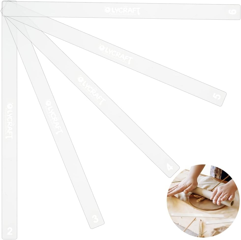 1 Set 5Pcs Clay Depth Guides 15x1 Inch Acrylic Rolling Pin Guides 2/2.5/3.5/4.5/6mm Thick ...