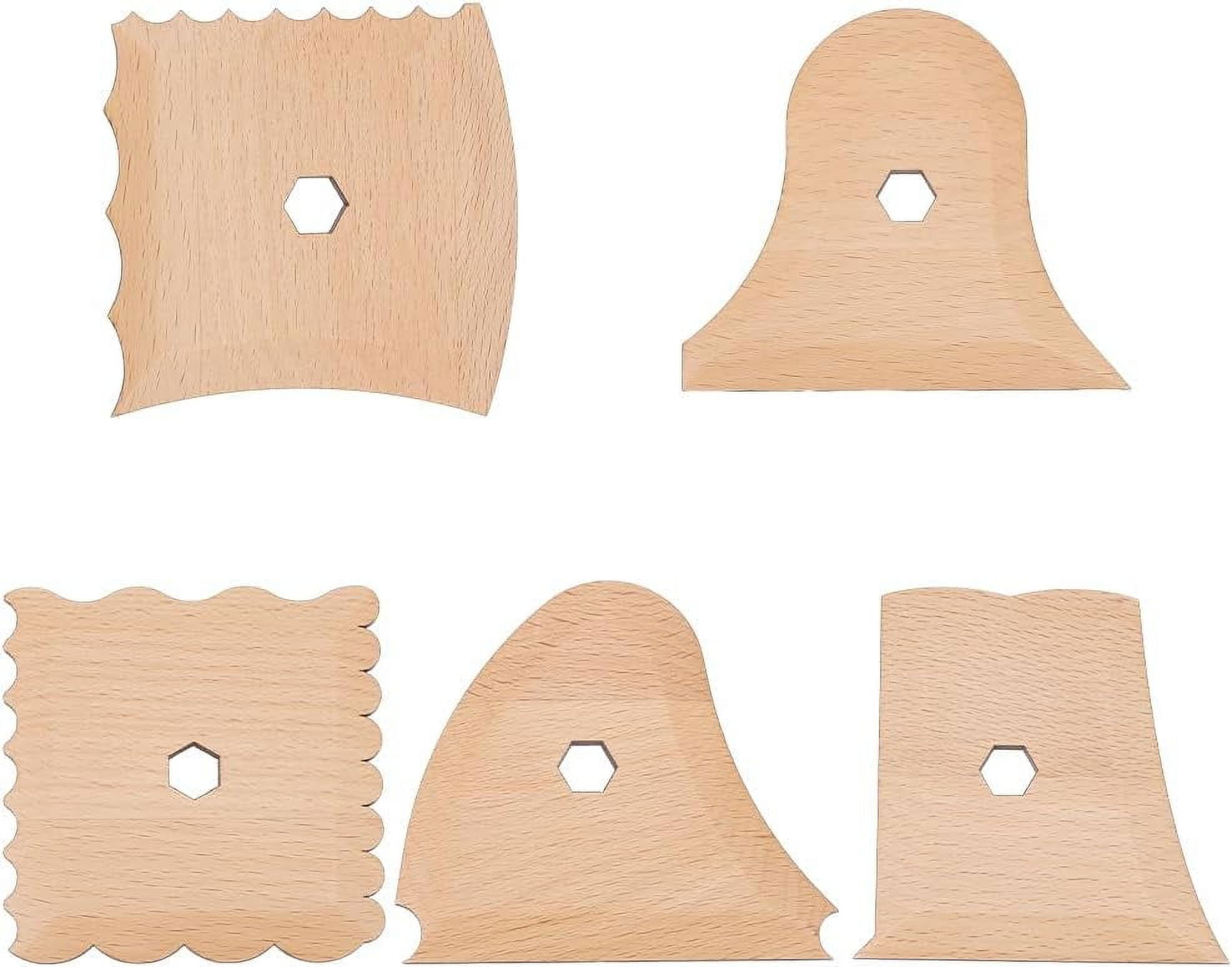 1 Set 5Pcs Pottery Ribs Trimming Tools Wood Pottery Foot Shaper Tools Wooden Pottery Profile Rib ...