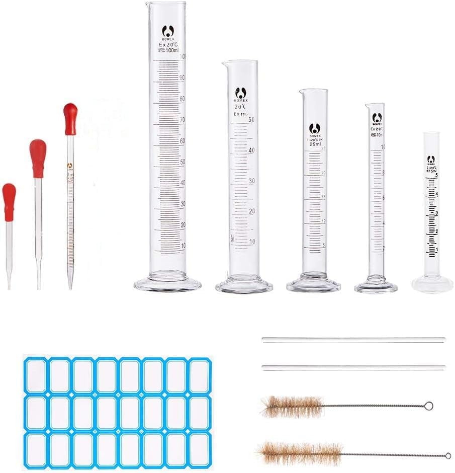 1 Set 5pcs Glass Graduated Measuring Cylinders Set - 5ml/10ml/25ml/50ml ...