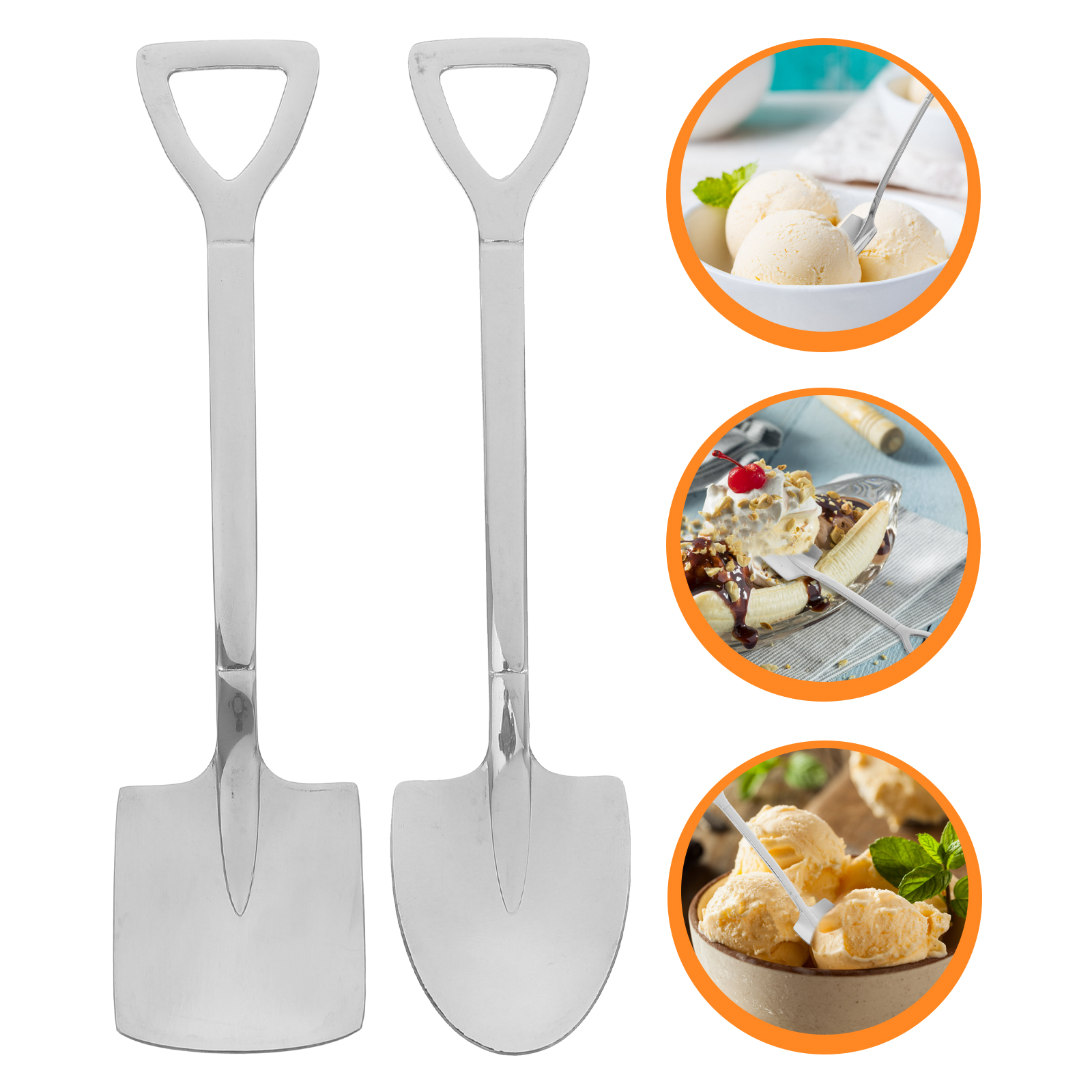 1 Set 6 Pcs Stainless Steel Spoons Square Ice Cream Scoops Spoons ...