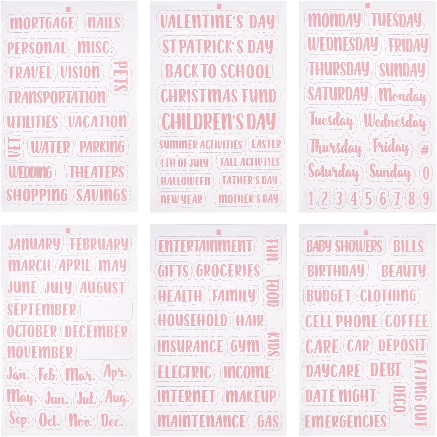 1 Set 6 Sheets 117PCS Cash Envelope Label Sticker Pink Budget Blind ...