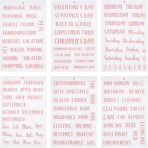 1 Set 6 Sheets 117PCS Cash Envelope Label Sticker Pink Budget Blind ...