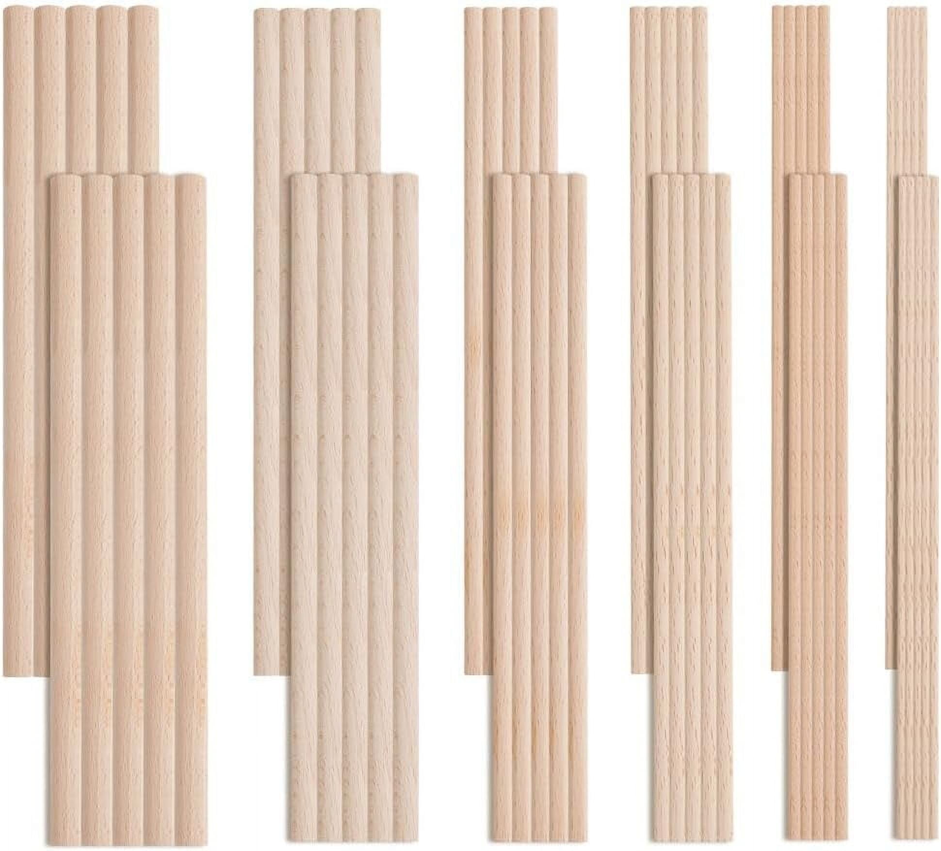 1 Set 6 Styles Beech Wood Sticks Round Dowel Rod for Braiding Tapestry ...