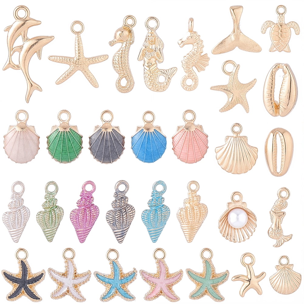 1 Set 62Pcs 31 Styles Alloy Enamel Pendants Mixed Shapes Ocean Series ...