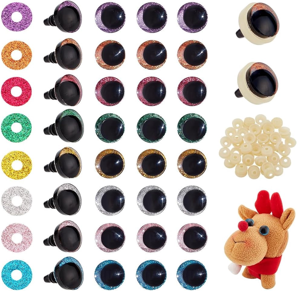 1 Set 64 Sets 8 Colors Safety Eyes 3D Craft Eyes 16mm Crochet Amigurumi ...