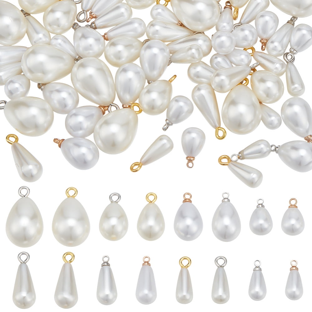 1 Set 64Pcs 16 Styles Plastic Imitation Pearl Pendants Teardrop Charm ...