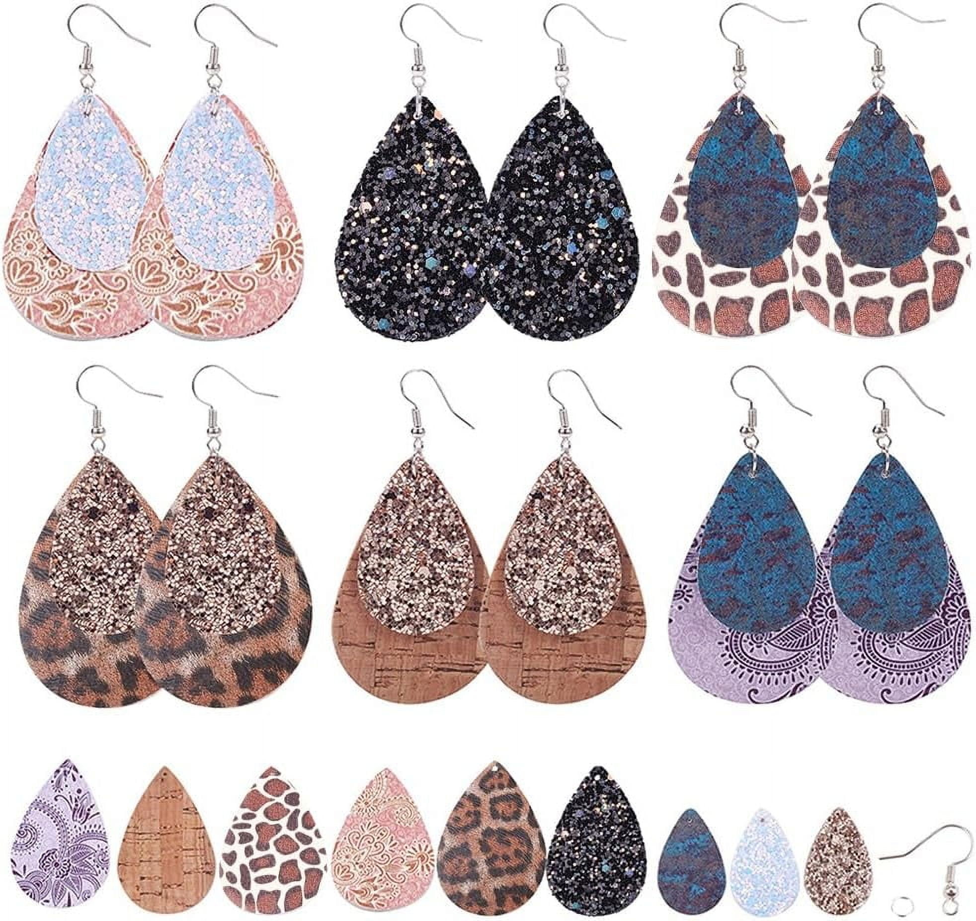 1 Set 66Pcs DIY Make 6 Pairs Faux Leather Charms Double Layered ...