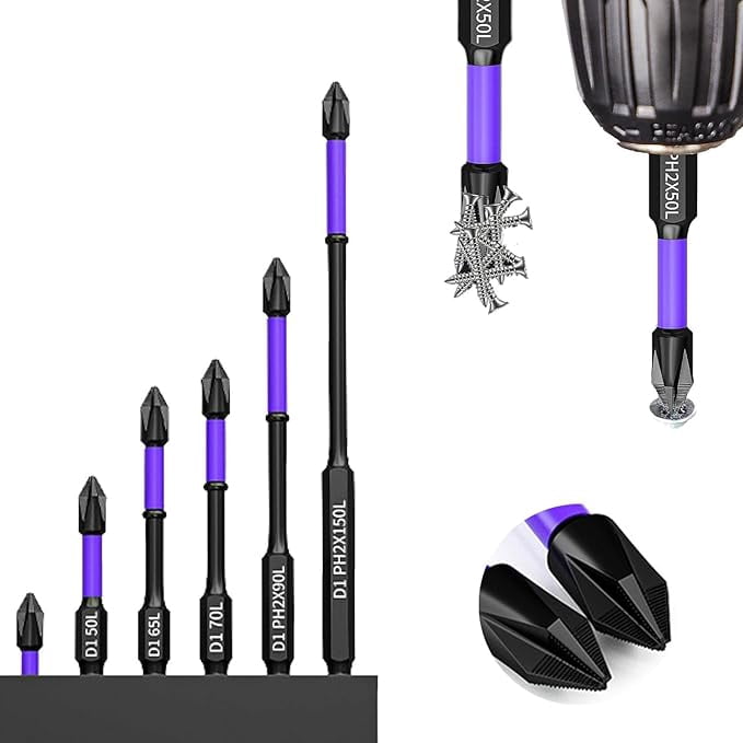 1 Set 6PCS Upgraded High Hardness Strong Magnetic Bit - D1 Anti-Slip ...