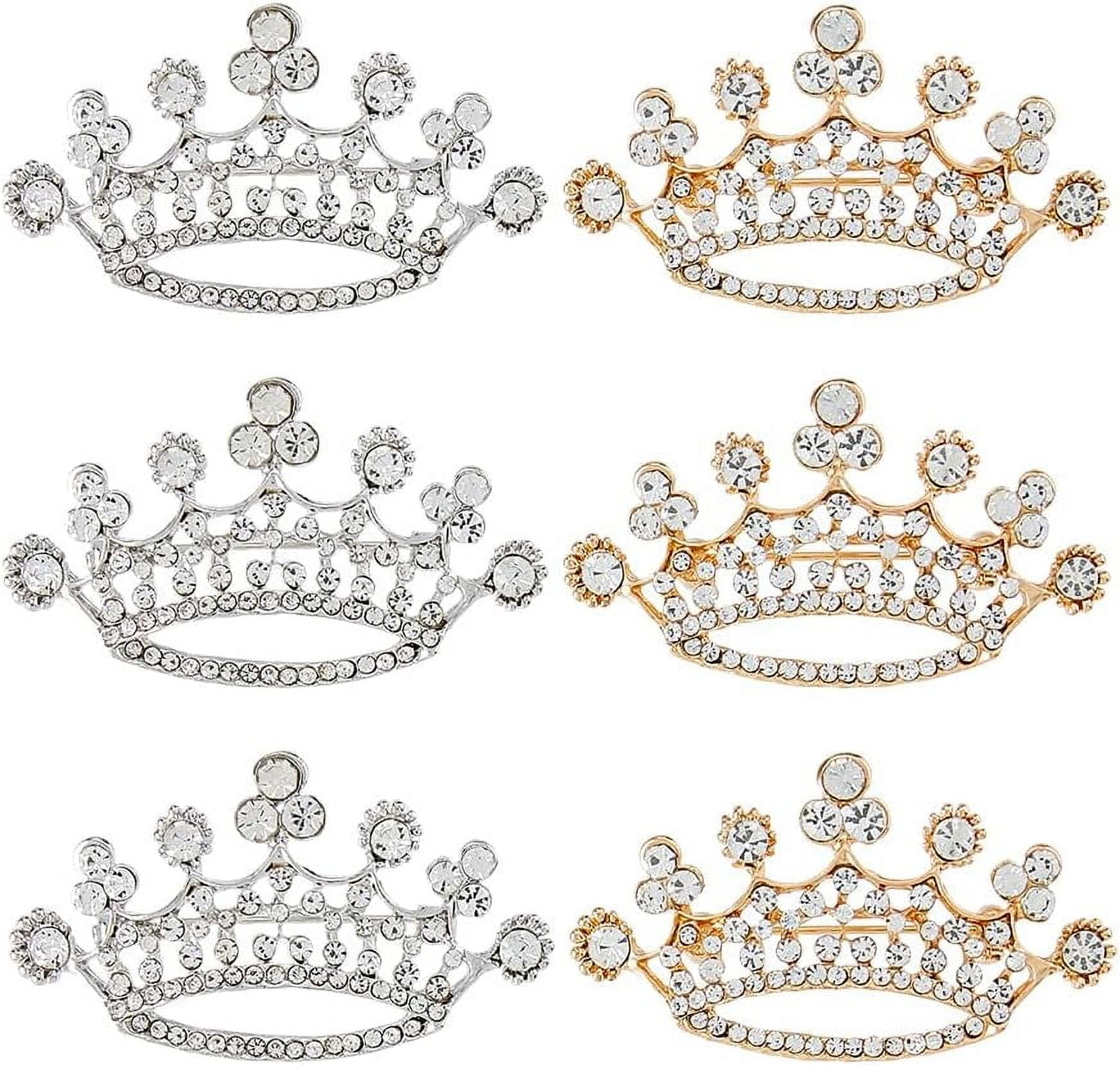 1 Set 6Pcs 2 Colors Crystal Rhinestone Crown Brooch Small Queen Crown ...