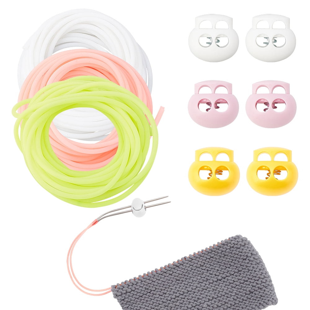 1 Set 6Pcs 3 Colors Oval 2-Hole Plastic POM Cord Locks with 3 Bags 3 ...