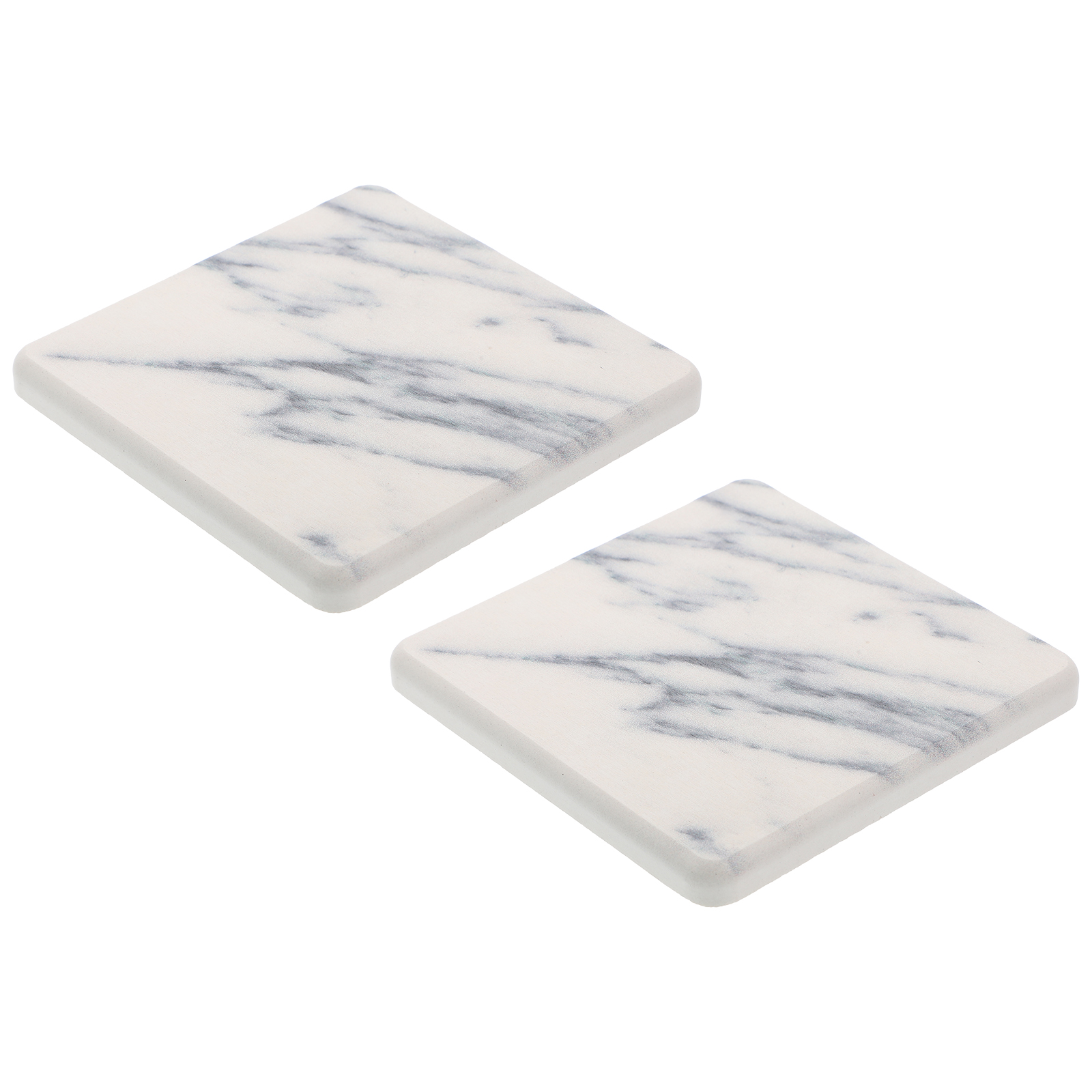 1 Set 6Pcs Coasters White Marble Coasters Ceramic Square Coaster Coffee ...