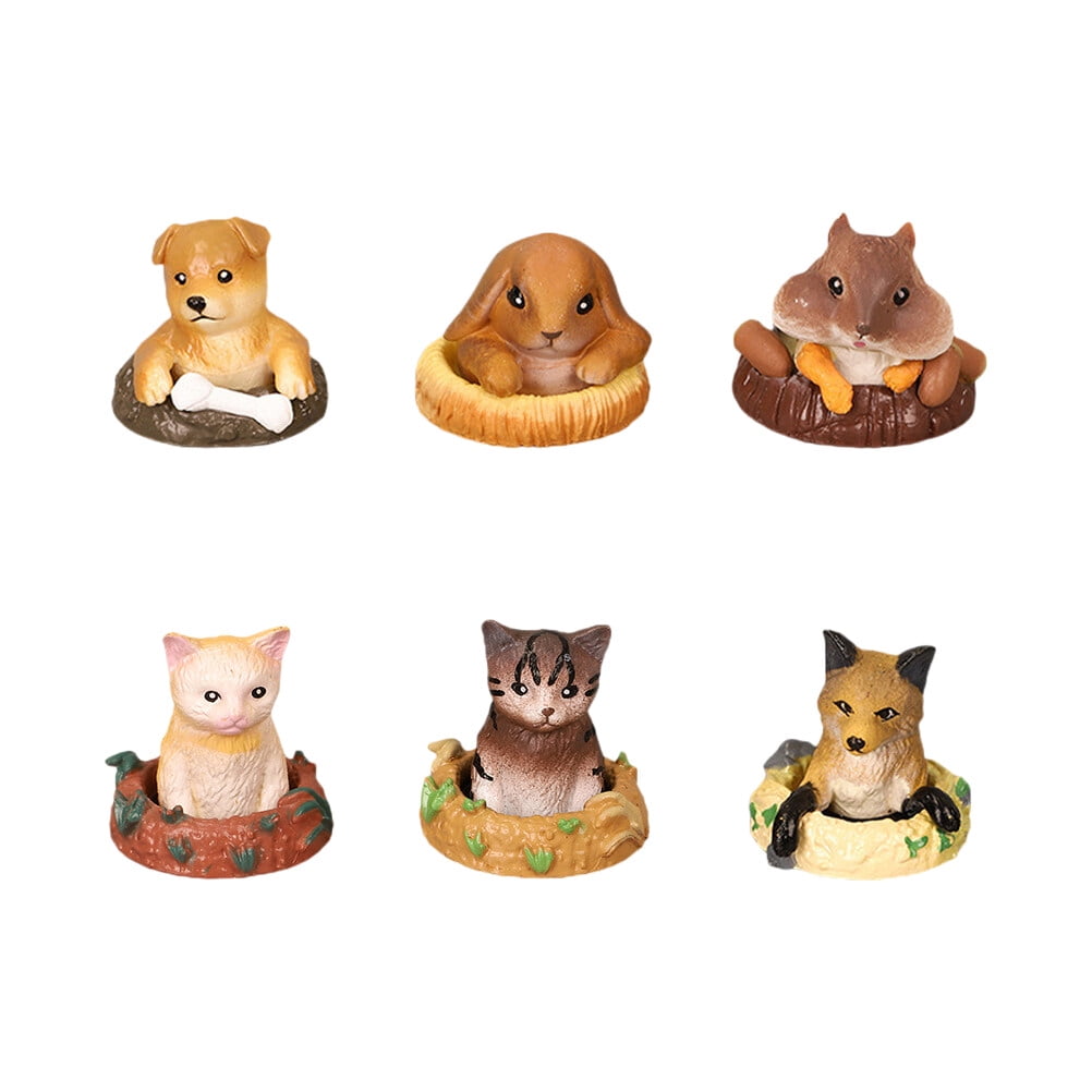 1 Set/6Pcs Simulation Pet Models Desktop Pet Model Adornment Car ...