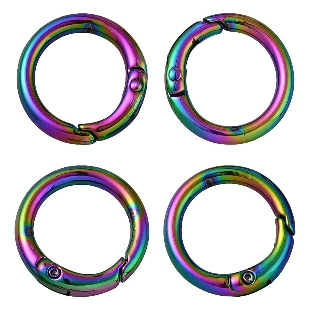 1 Set 6Pcs Zinc Alloy Ring Spring Gate Rings Rainbow Color 25x4mm ...