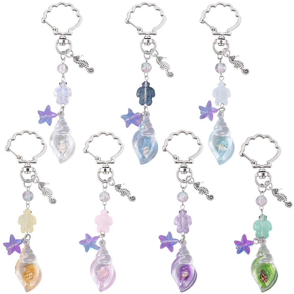 1 Set 7Pcs 7 Colors Conch Luminous Transparent Acrylic & Glass Pendant ...