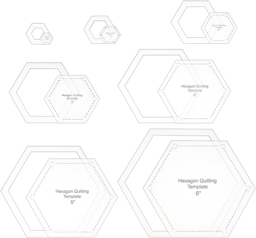 1 Set 7Pcs Hexagon Quilting Template 7 Sizes Acylic Hand Sewing ...