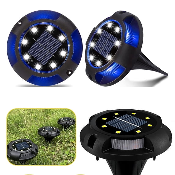 1 Set 8 LED High Strength ABS Solar Ground Disk Lights Professional ...