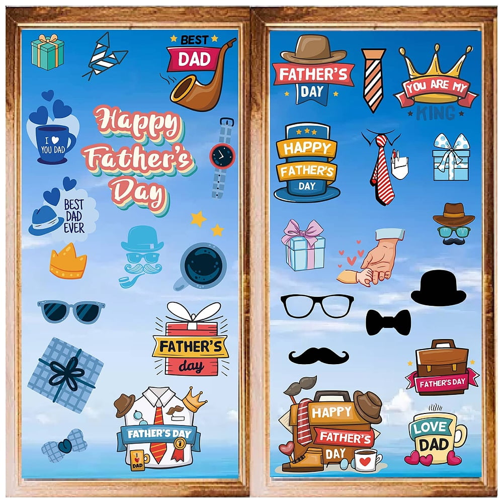 1 Set 8 Sheets 8 Styles Father's Day PVC Waterproof Wall Stickers Self ...