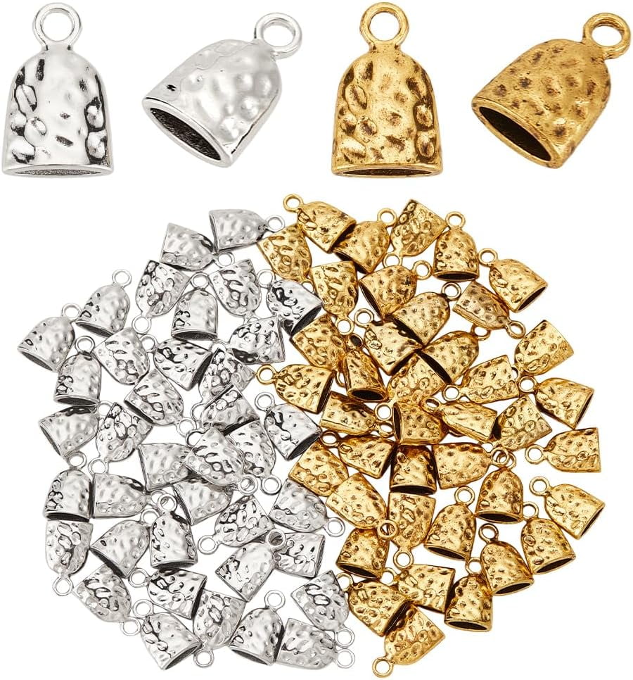 1 Set 80 Pcs Alloy End Caps Barrel 2 Colors Tibetan Style Cord End Cap ...