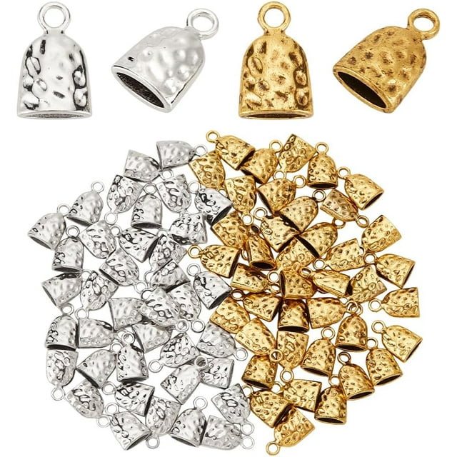 1 Set 80 Pcs Alloy End Caps Barrel 2 Colors Tibetan Style Cord End Cap ...