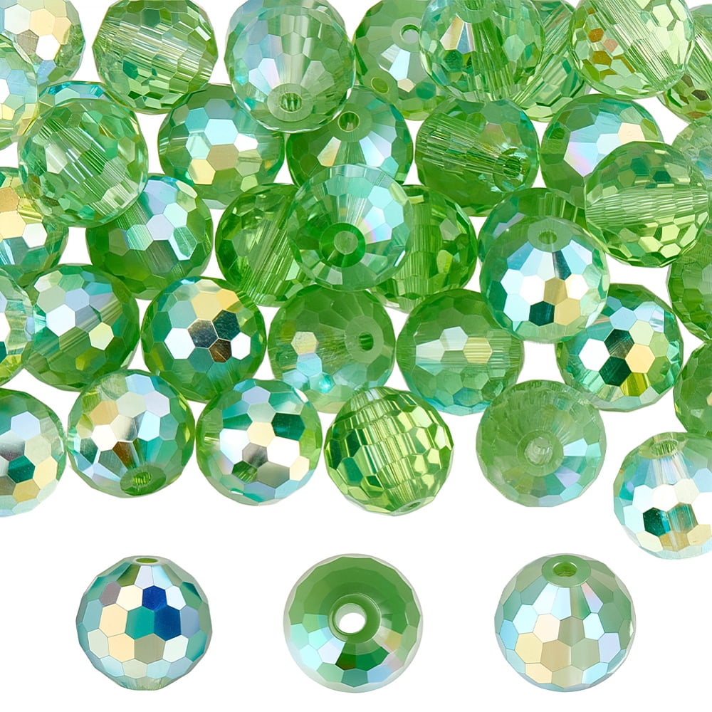 1 Set 80Pcs AB Color Plated Glass Beads Faceted Round Light Green ...