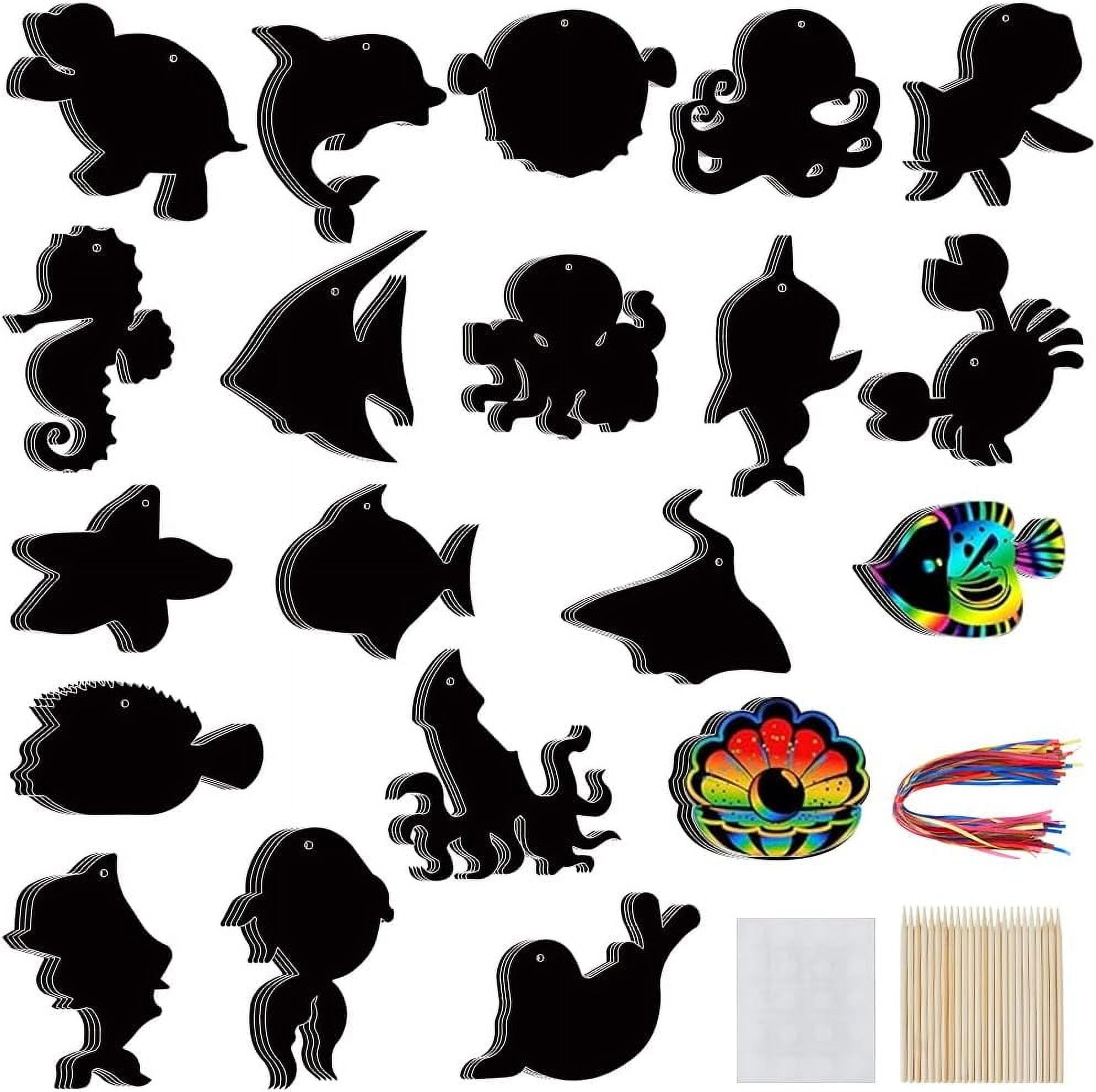 1 Set 80pcs 20 Styles Sea Animals Scratch Paper Tropical Fish Ocean ...