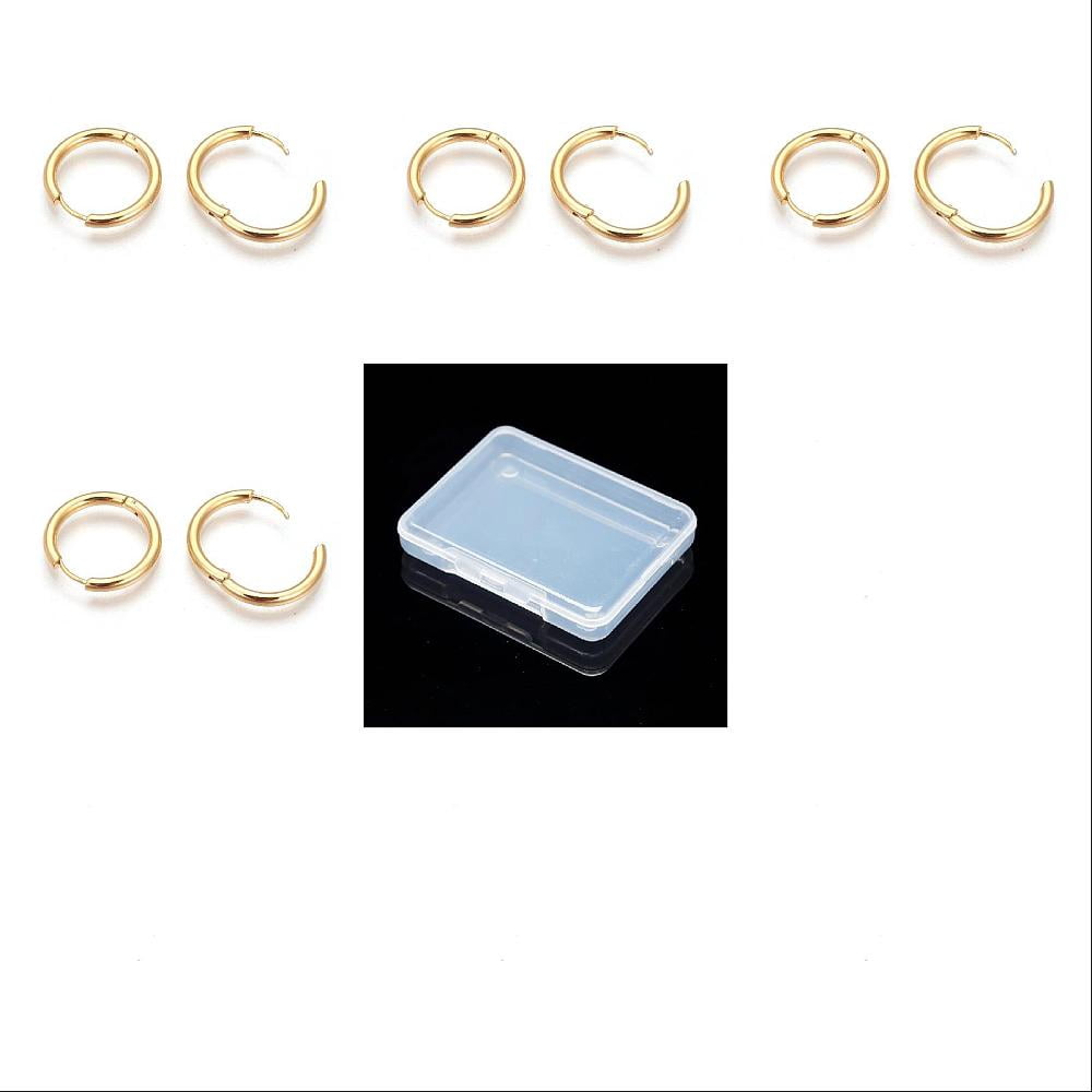 1 Set 8Pairs 4 Styles Ion Plating(IP) 304 Stainless Steel Hoop Earrings ...