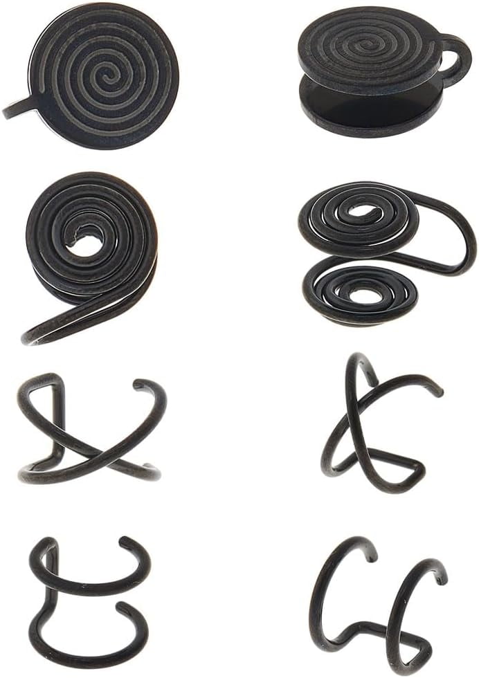 1 Set 8Pcs 4 Styles Stainless Steel Cuff Earrings Mixed Shapes Black 10 ...