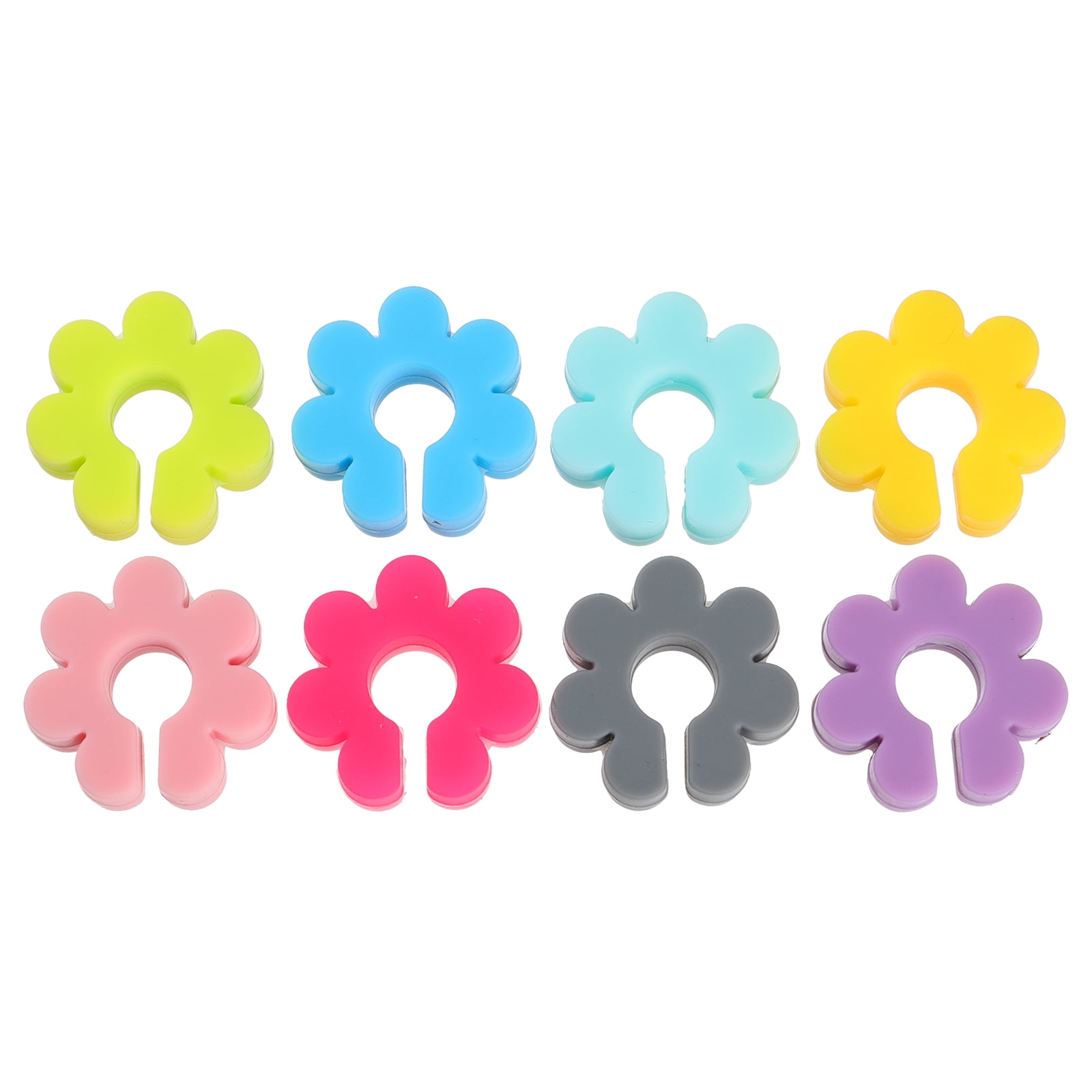 1 Set 8Pcs Cartoon Flower Wine Markers Silicone Drink Markers (Assorted ...
