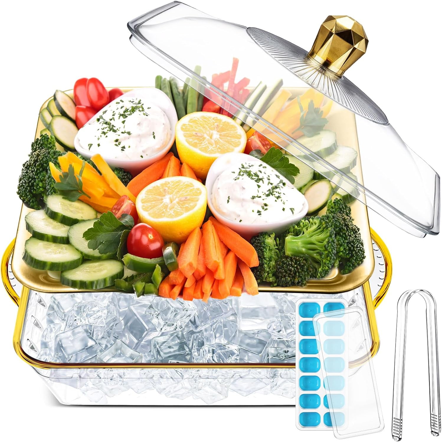1 Set 9" Chilled Serving Tray for Parties with Compartments Ice Chilled ...