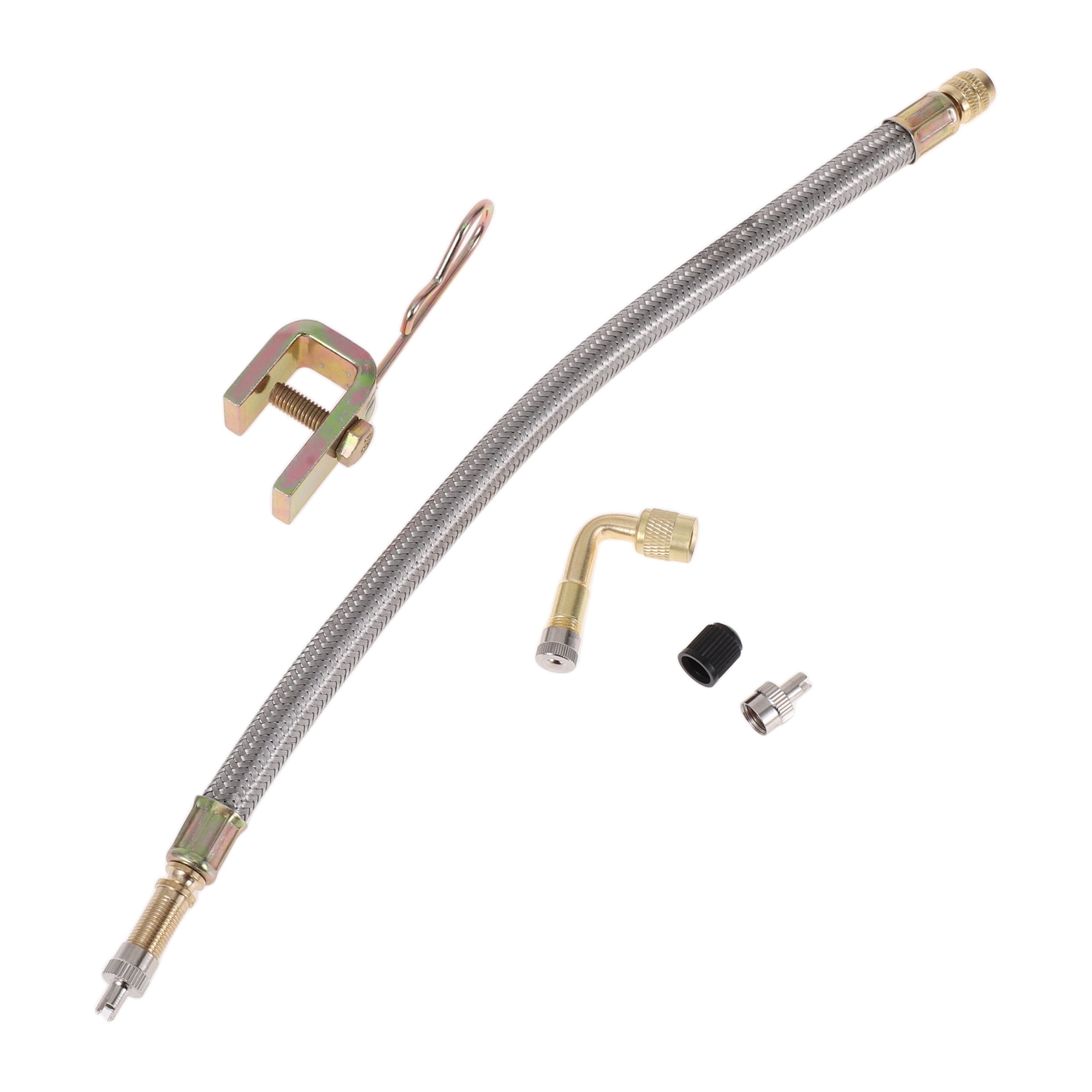 1 Set 90 Degree Copper Tire Valve Extension with Flexible Stainless ...