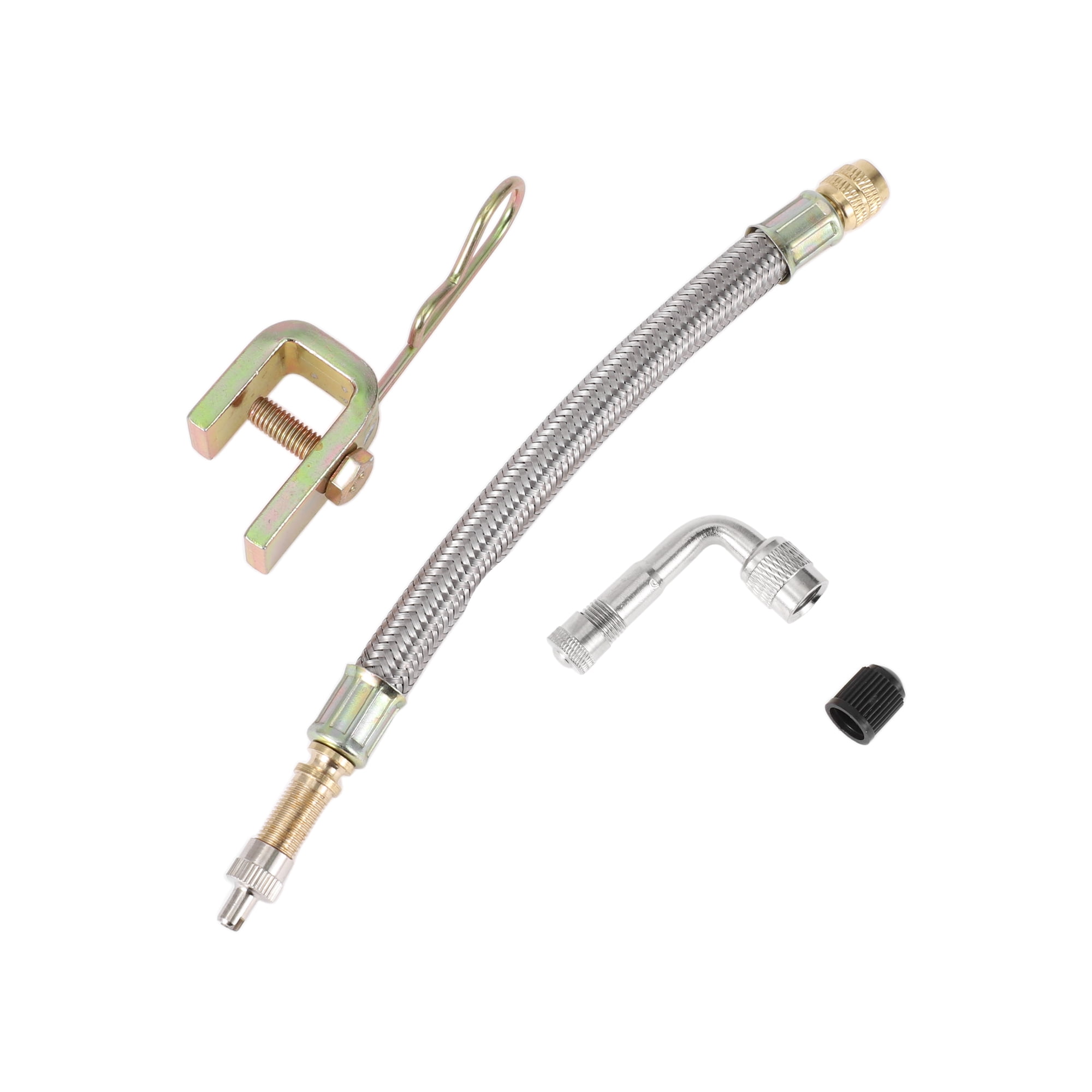 1 Set 90 Degrees Copper Tire Valve Extension with Flexible Stainless ...