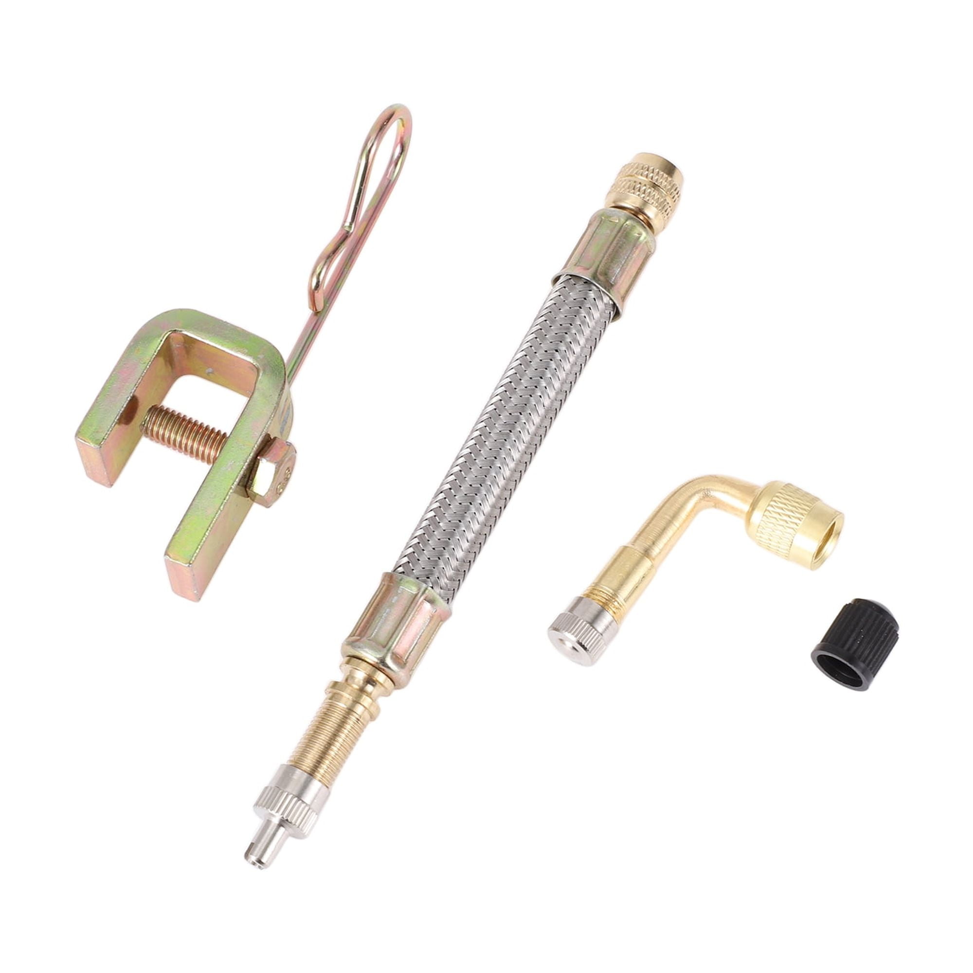 1 Set 90 Degrees Copper Tire Valve Extension with Universal Stainless ...