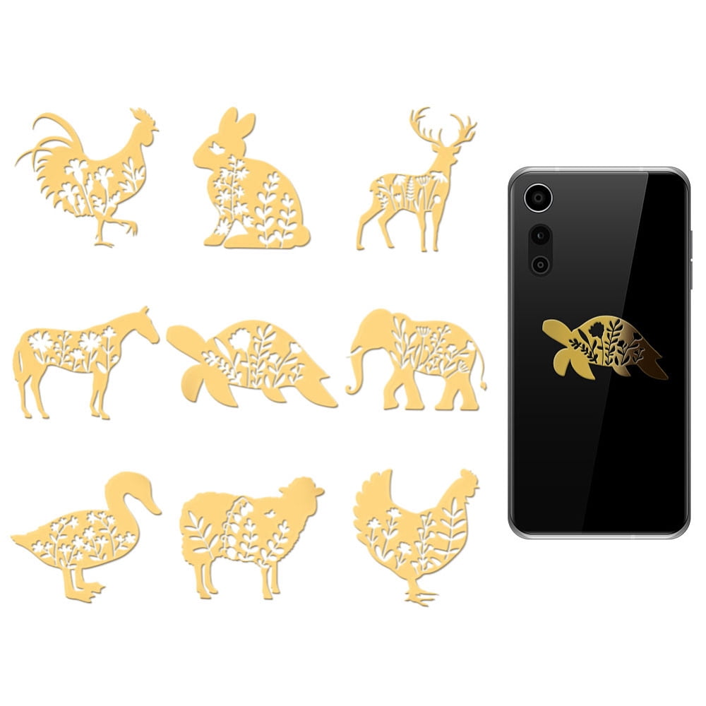 1 Set 9Pcs Nickel Self-adhesive Picture Stickers Metal Decals Golden ...