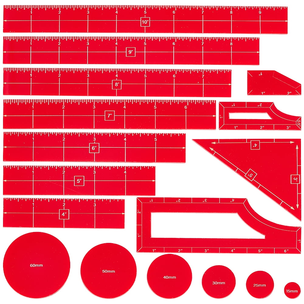 1 Set Acrylic Ruler Measuring Tool for Sewing Craft Projects Clear Red ...