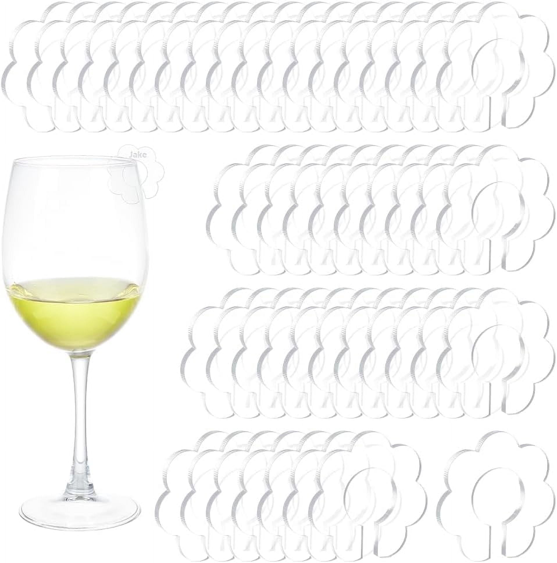 1 Set Acrylic Wine Glass Charms Blank Goblet Marker Flower Clear 34x34 ...