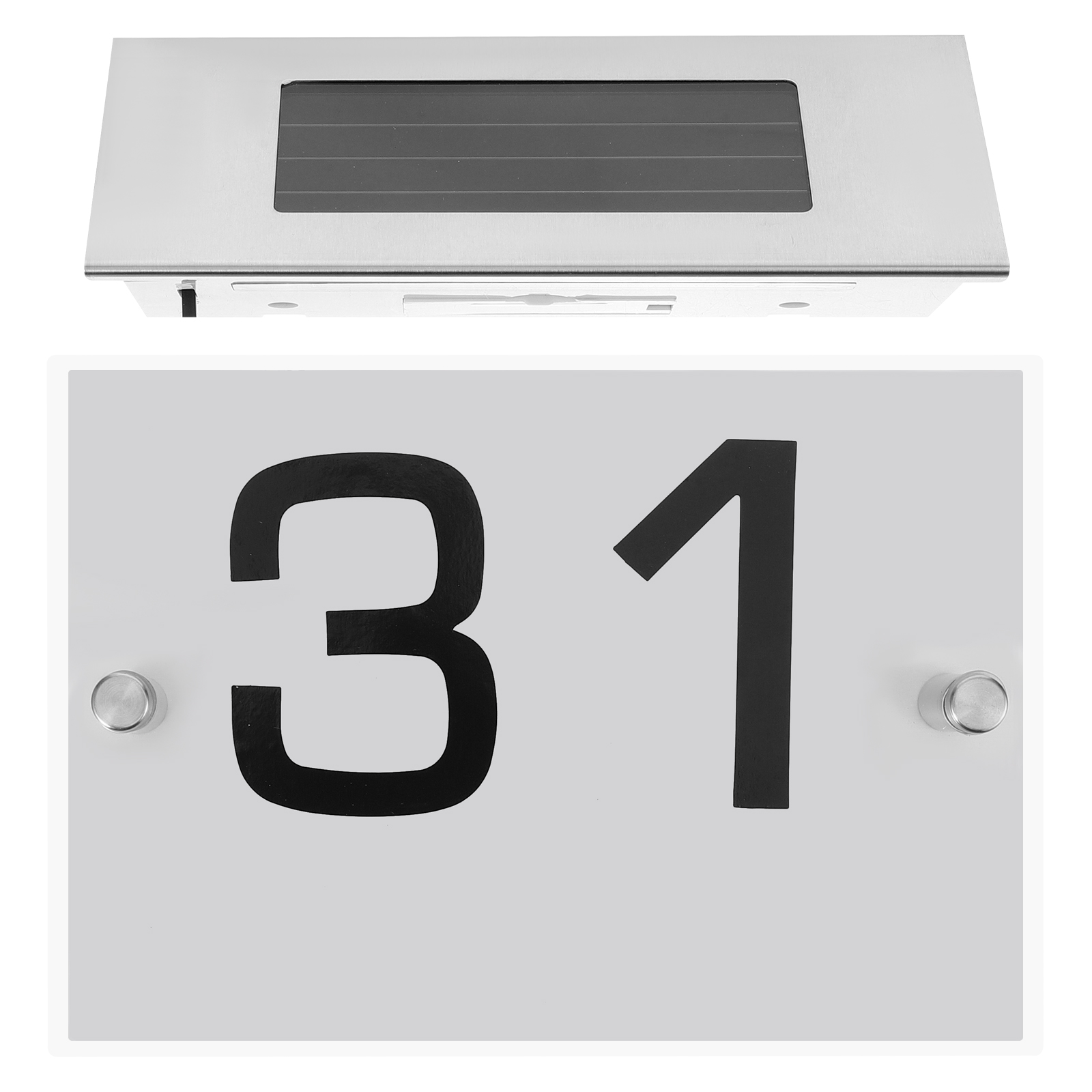 1 Set Address Sign Solar Powered House Number Solar Doorplate Lamp LED ...