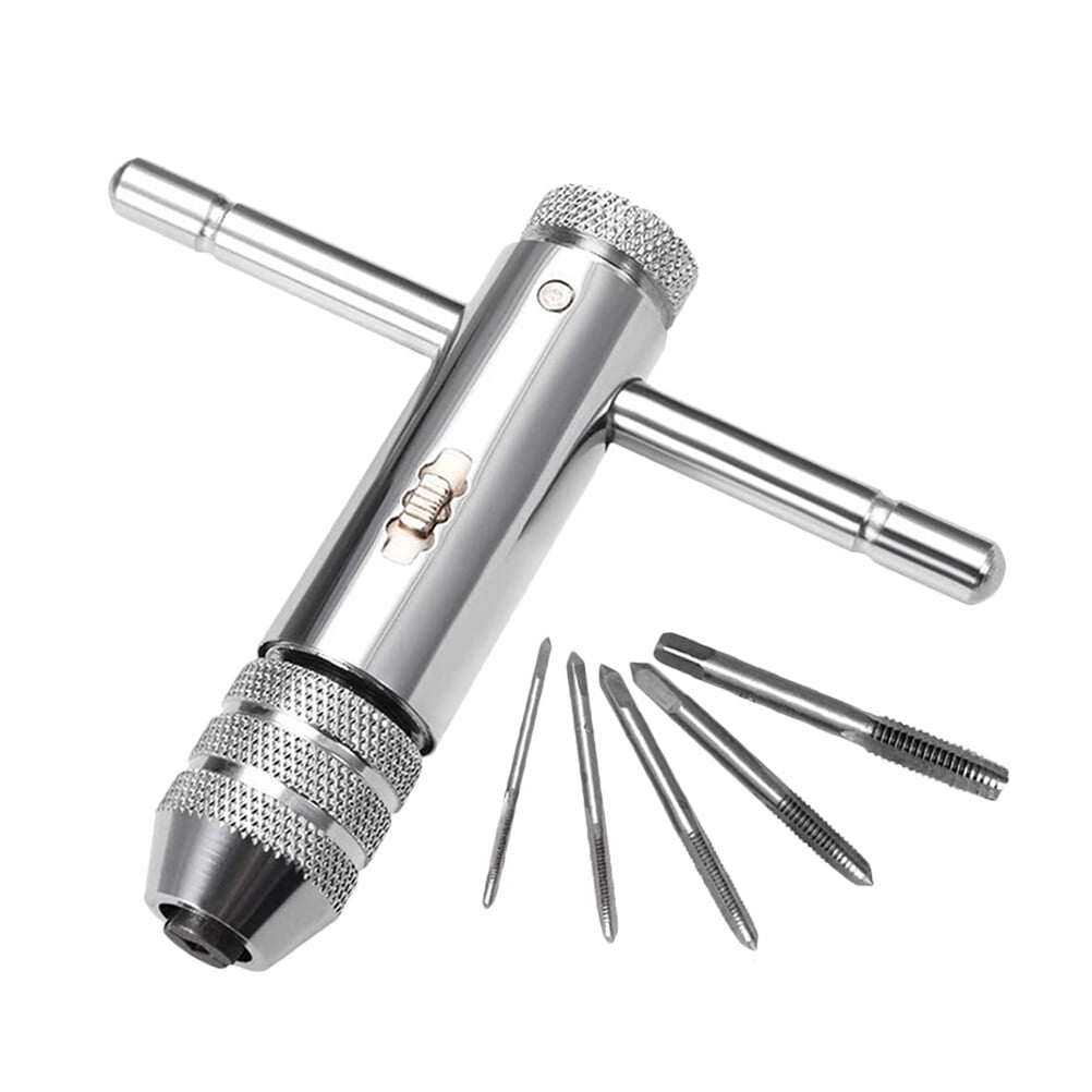 1 Set Adjustable T-Handle Tap Wrench Screw Treading Tool Tapping Bits ...