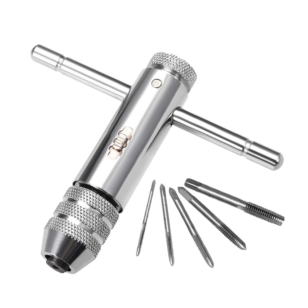 1 Set Adjustable T-Handle Tap Wrench Screw Treading Tool Tapping Bits ...
