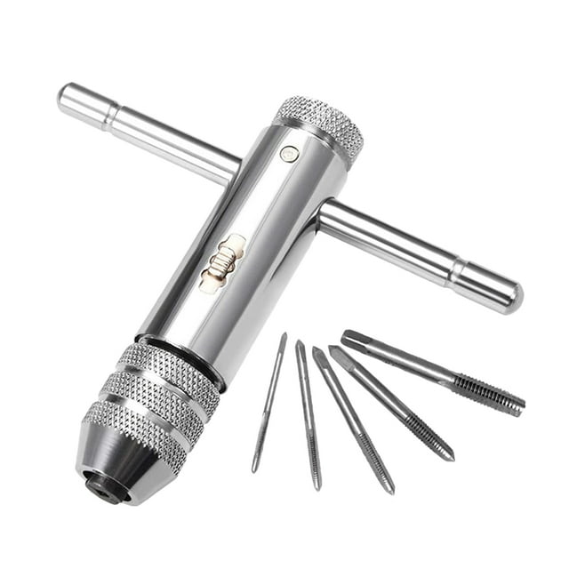1 Set Adjustable T-Handle Tap Wrench Screw Treading Tool Tapping Bits ...