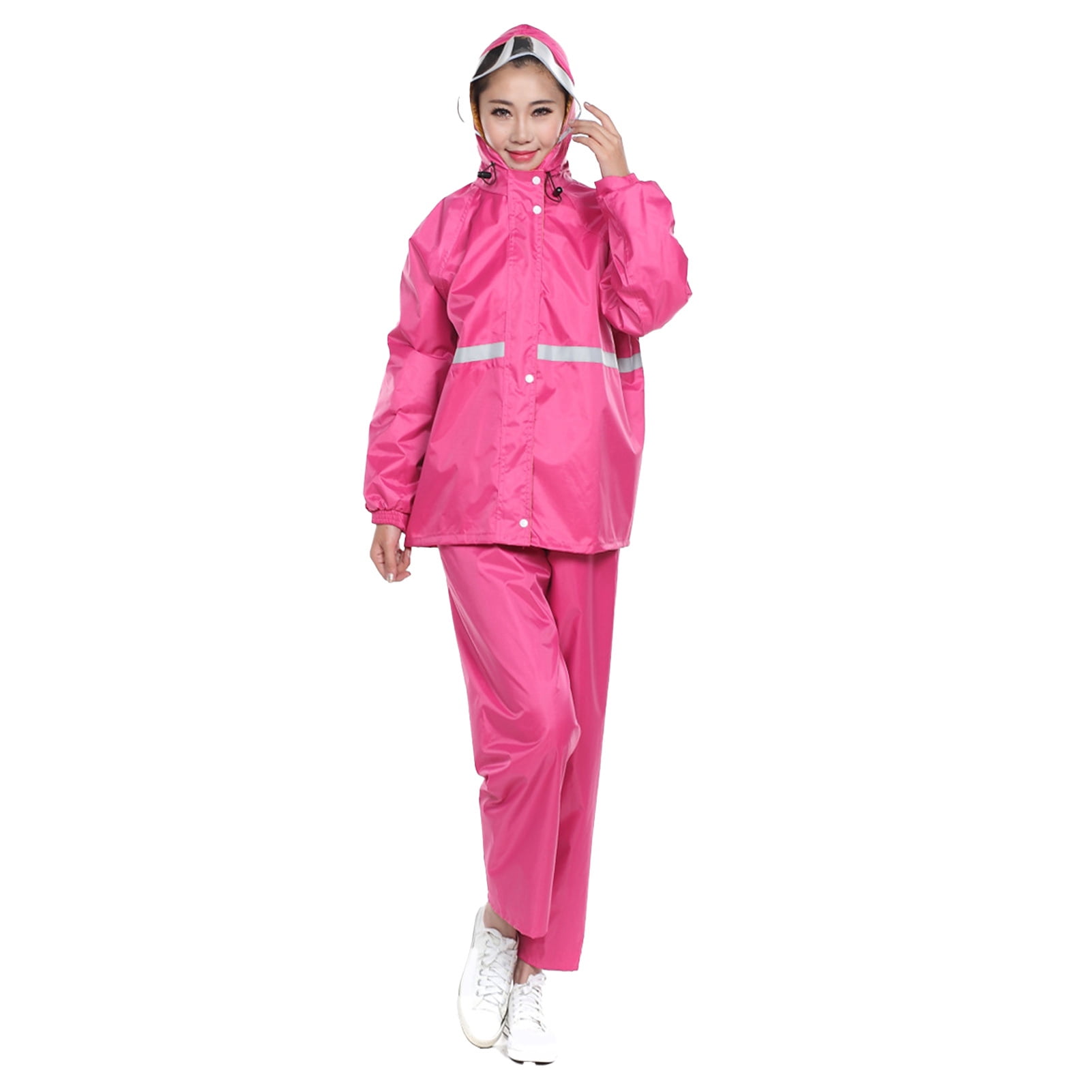 1 Set Adults Rain Suit Waterproof Breathable High Visibility Reflective ...