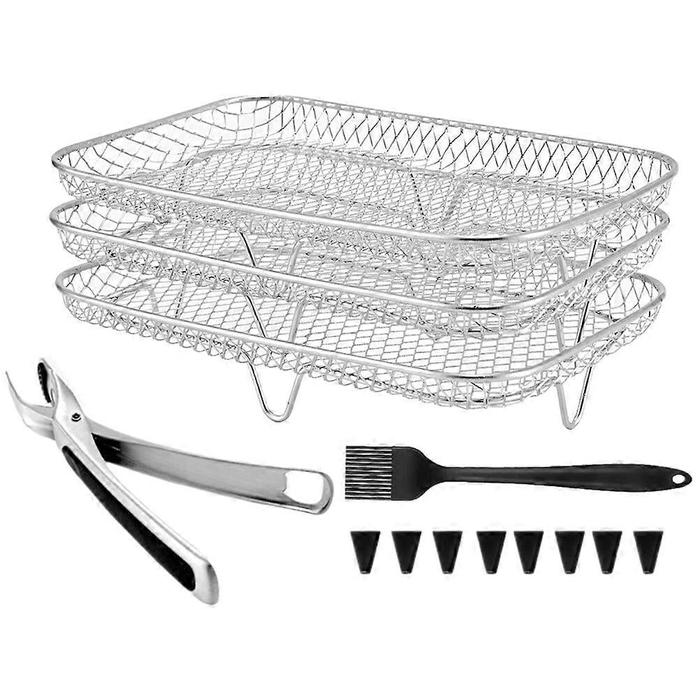 1 Set Air Fryer Stacking Rack Stainless Steel Grill Rack Stackable ...