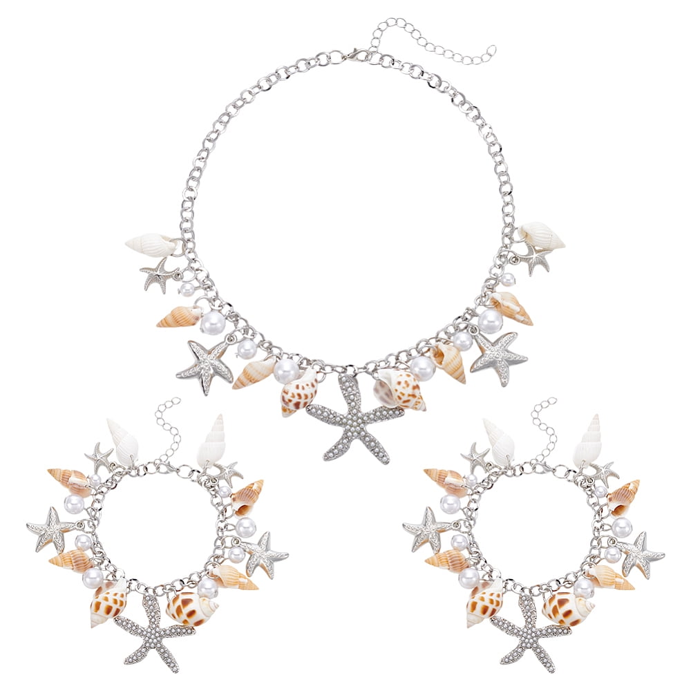 1 Set Alloy Bib Necklaces & Charm Bracelets Sets Platinum 195mm ...