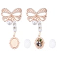 1 Set Alloy Bowknot Pendant Decorations with Iron Split Key Rings Rose ...