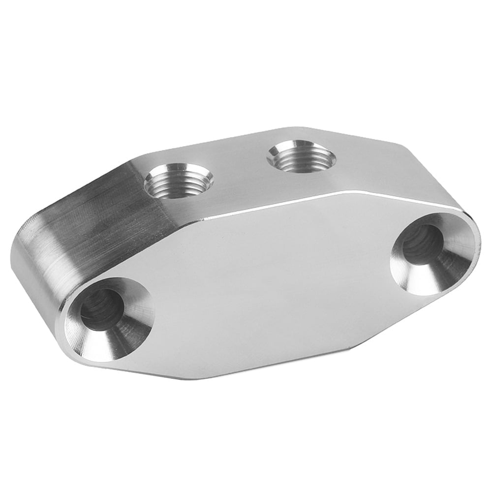1 Set Aluminum alloy Oil Feed Line Adapter Plate 1/8" NPT Port For LS ...