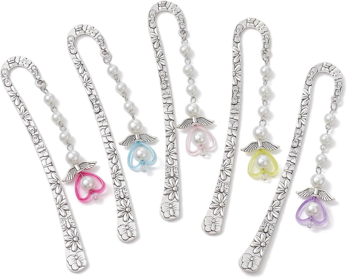 1 Set AngelHook BookmarksAlloy Angel Acrylic & Glass Beads Bookmarks ...