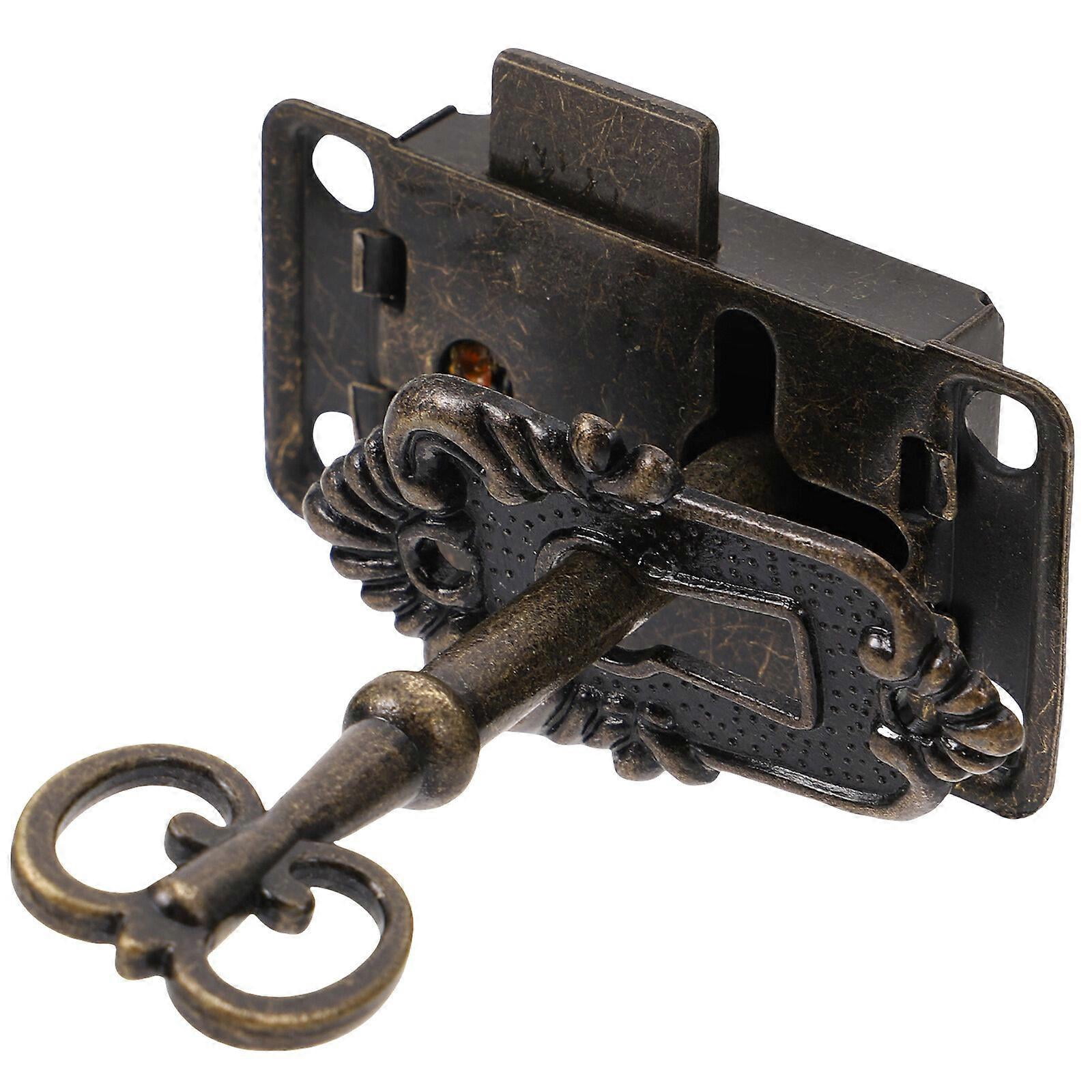 1 Set Antique Lock Set Cabinet Doors Lock Kit Dresser Drawers Door Lock ...